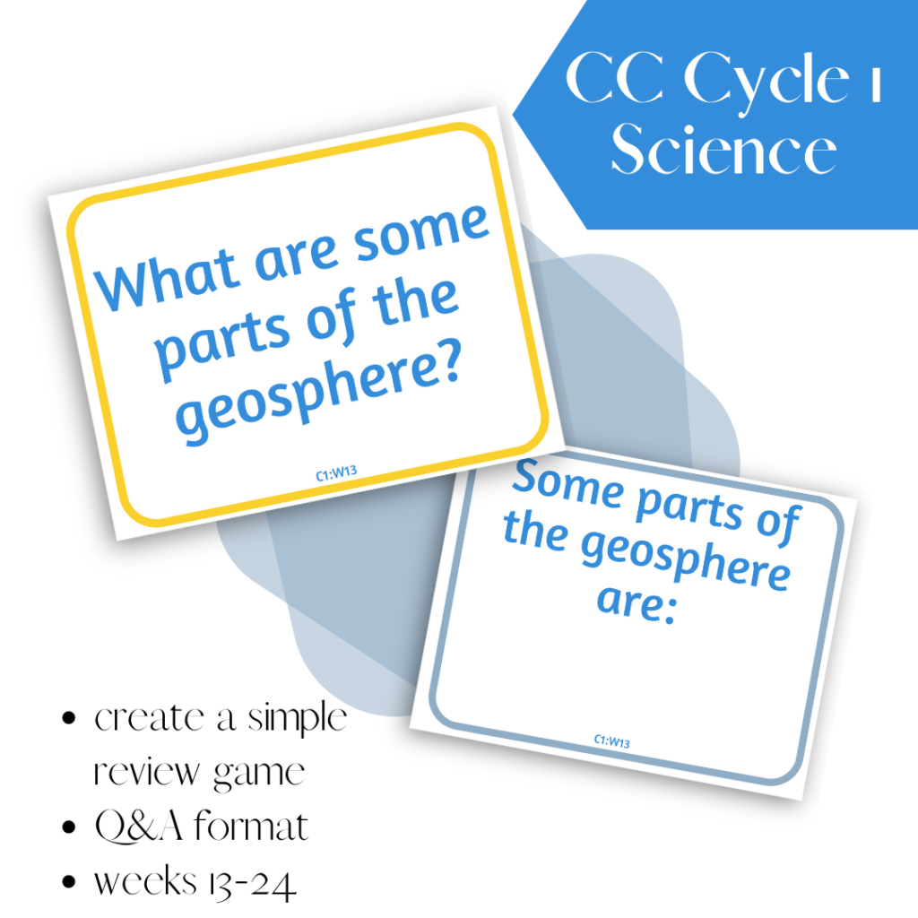CC Cycle 1 Science Q&A Cards – weeks 13-24 – Simple. Home. Blessings