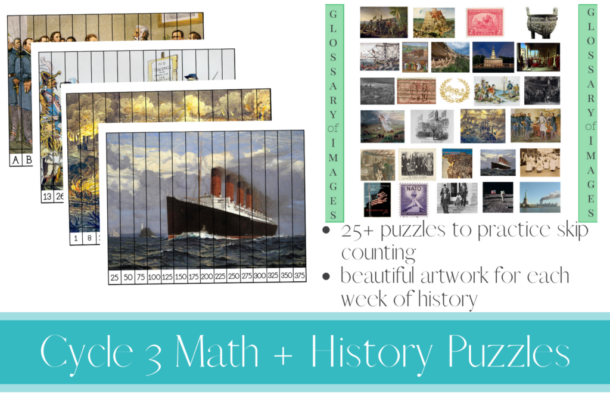 Cycle 3 Math + History Puzzles - Simple. Home. Blessings